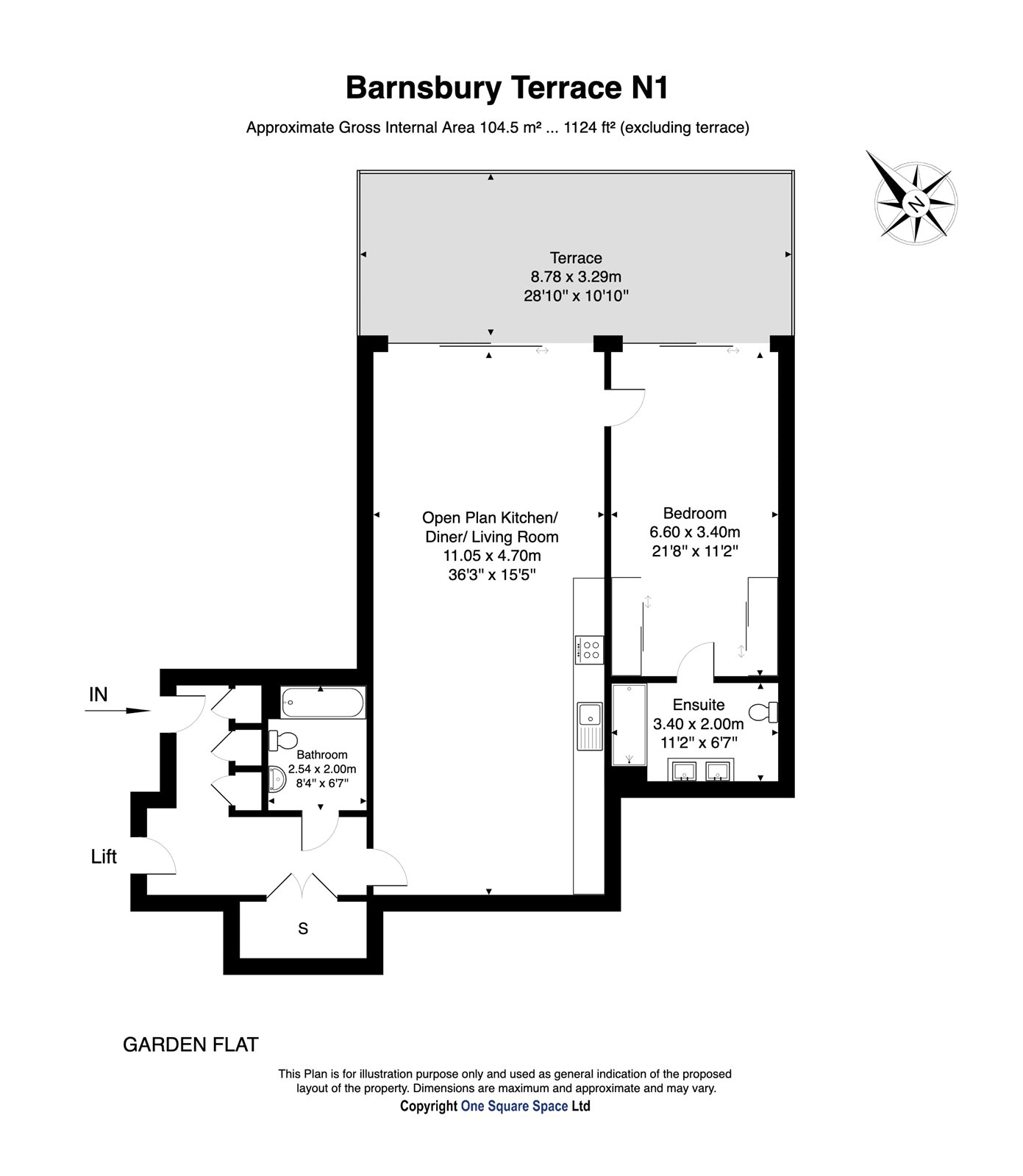 Barnsbury Terrace, Barnsbury, Islington, London N1, 1 bedroom flat to ...