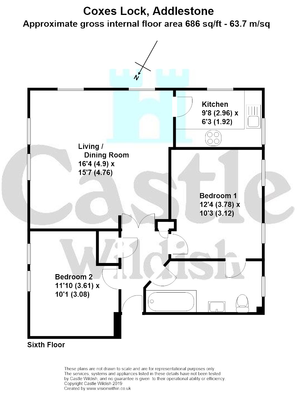 Bourneside Road, Addlestone KT15, 2 bedroom flat to rent - 64341954 ...