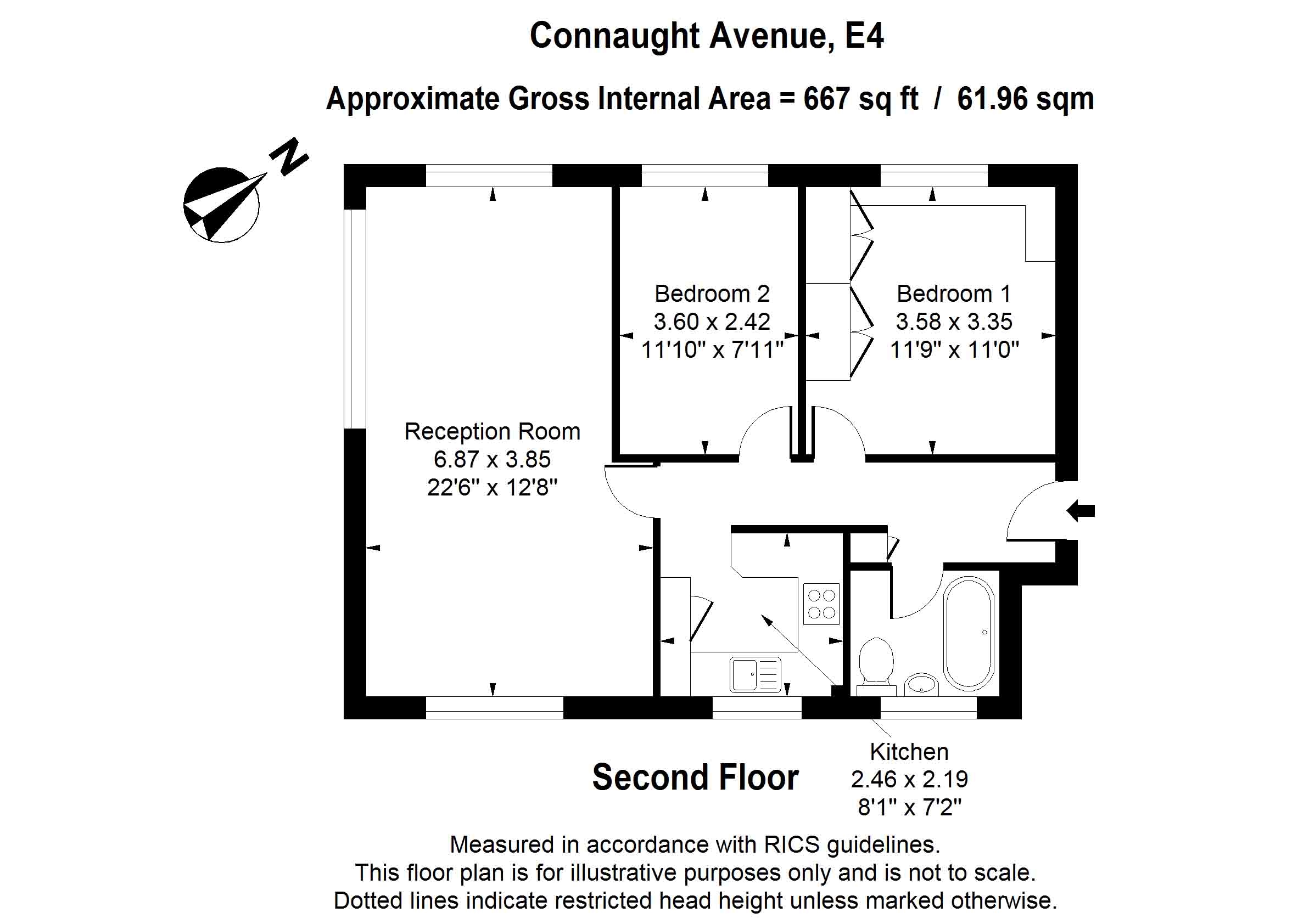 Connaught Court, Connaught Avenue, London E4, 2 bedroom flat to rent ...