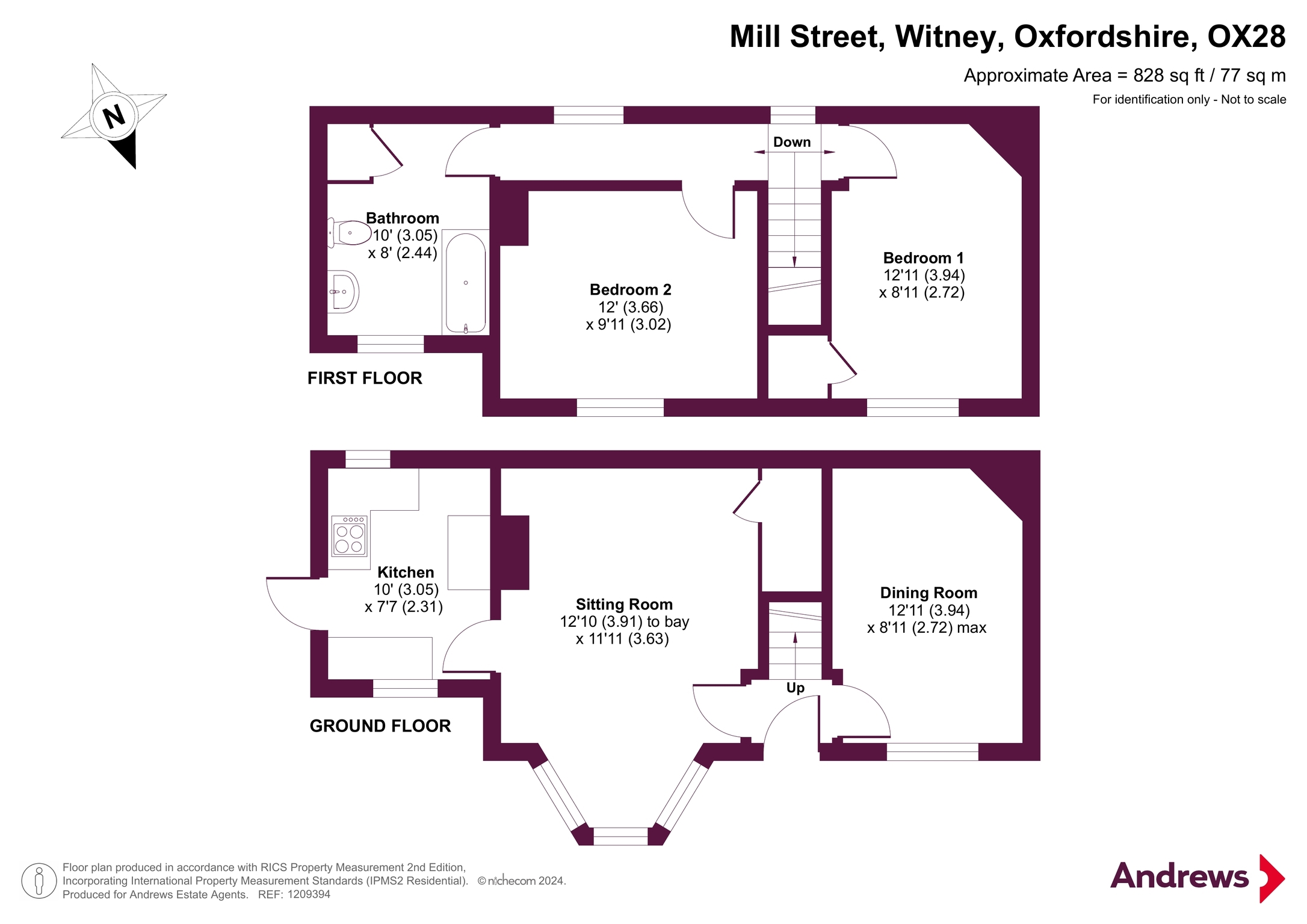 Mill Street, Witney, Oxfordshire OX28, 2 bedroom semi-detached house ...