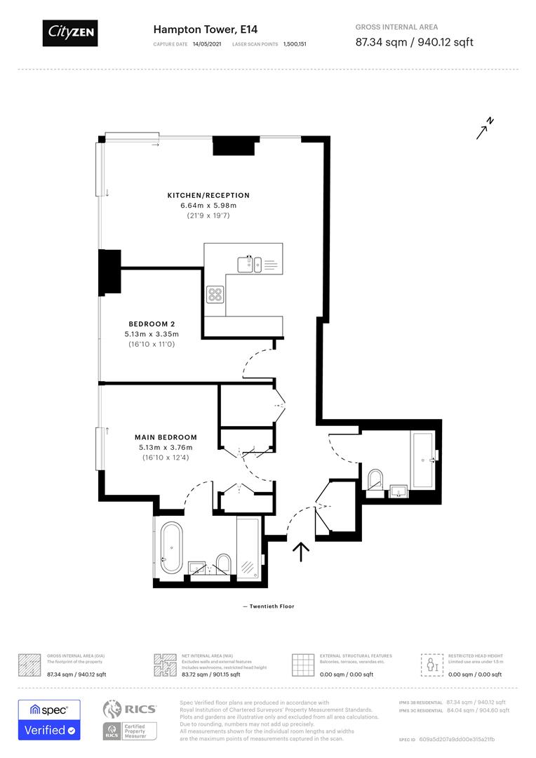 Hampton Tower, 75 Marsh Wall, London E14, 2 bedroom flat to rent ...