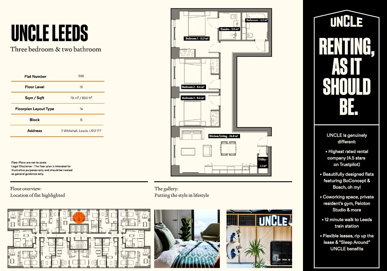 Uncle Leeds, 3 Whitehall LS12, 3 bedroom flat to rent - 67065801 ...