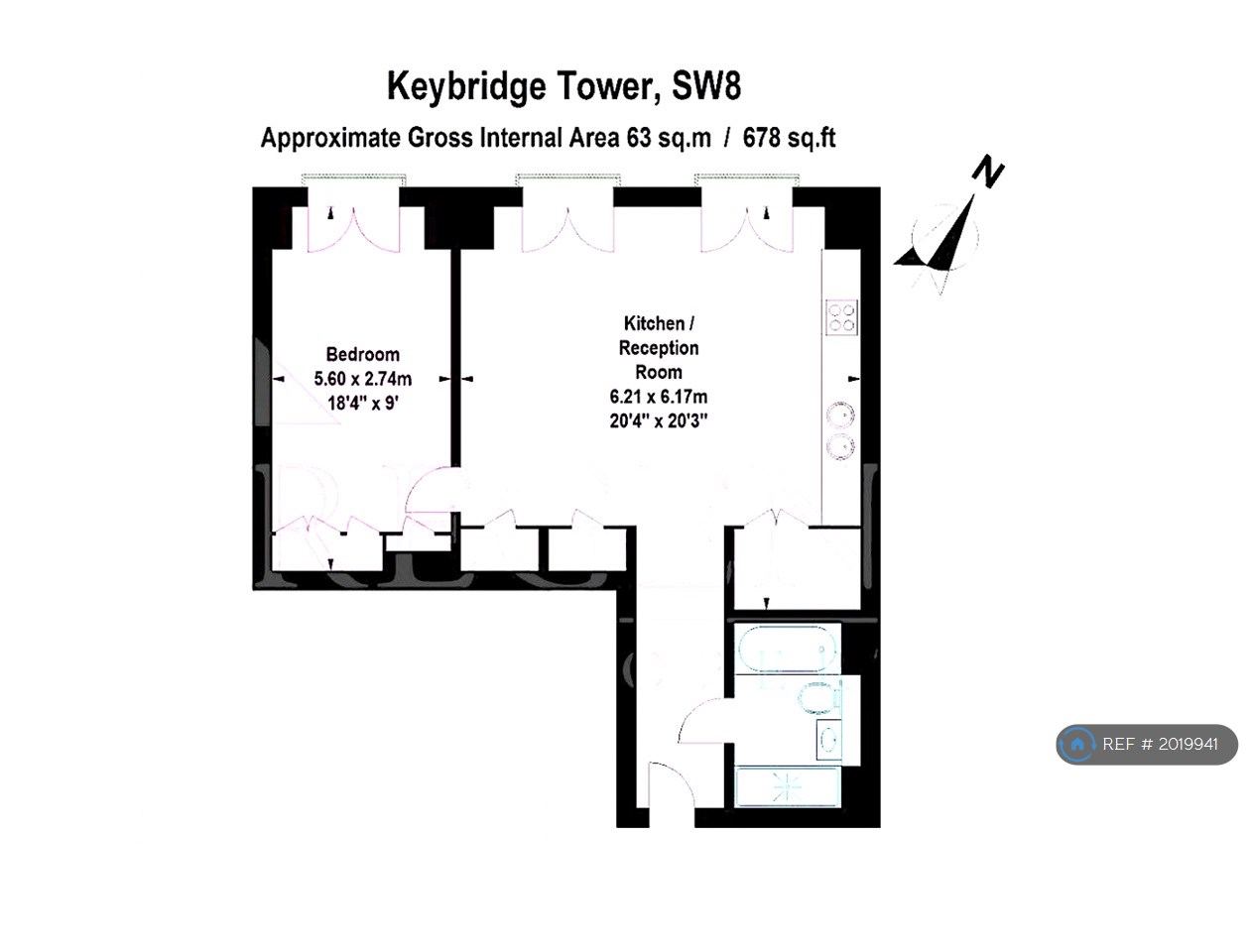 Keybridge Tower, London SW8, 1 bedroom flat to rent - 67045248 ...