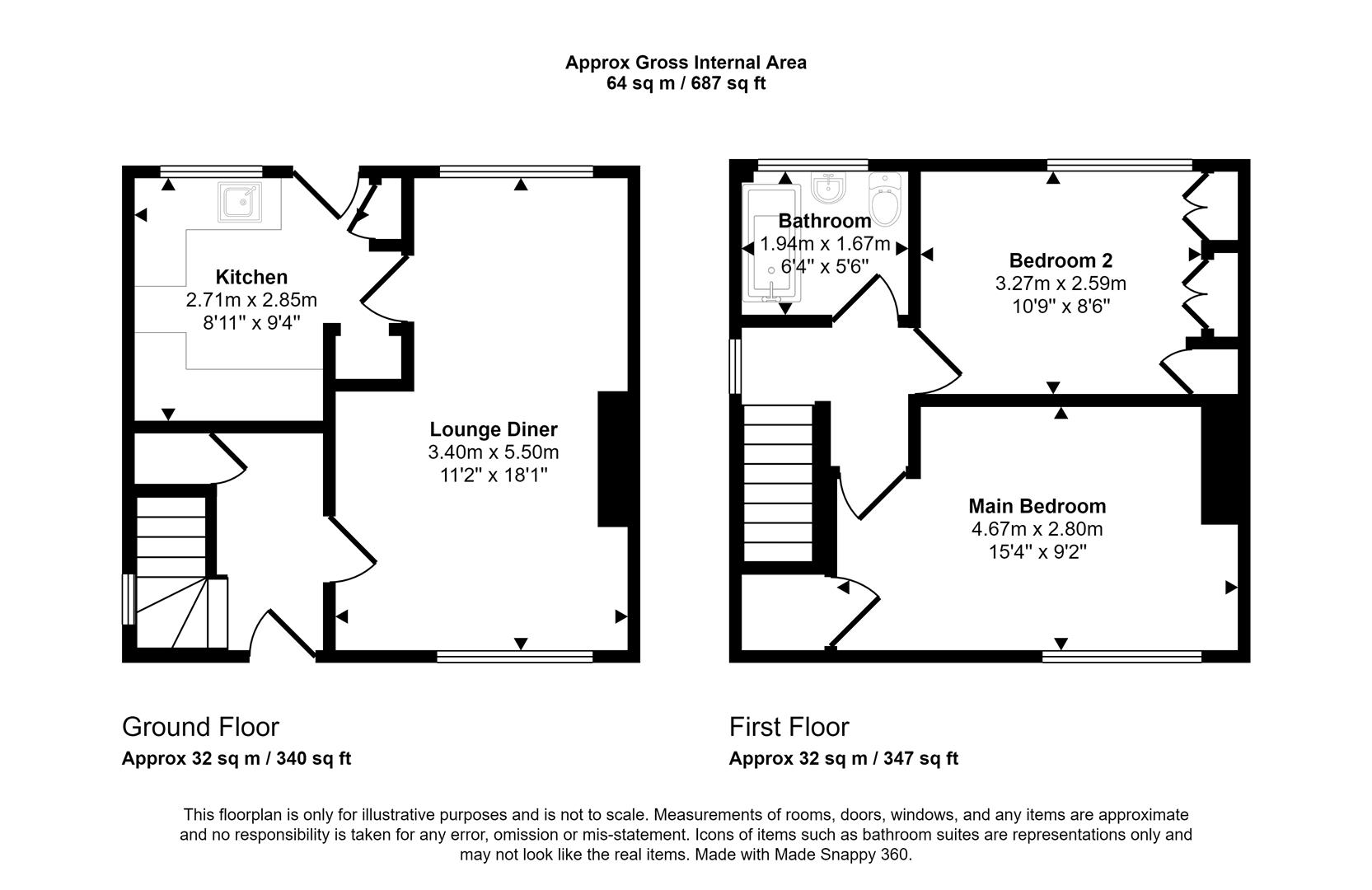Lochinver Crescent Paisley Pa2 2 Bedroom End Terrace House For Sale