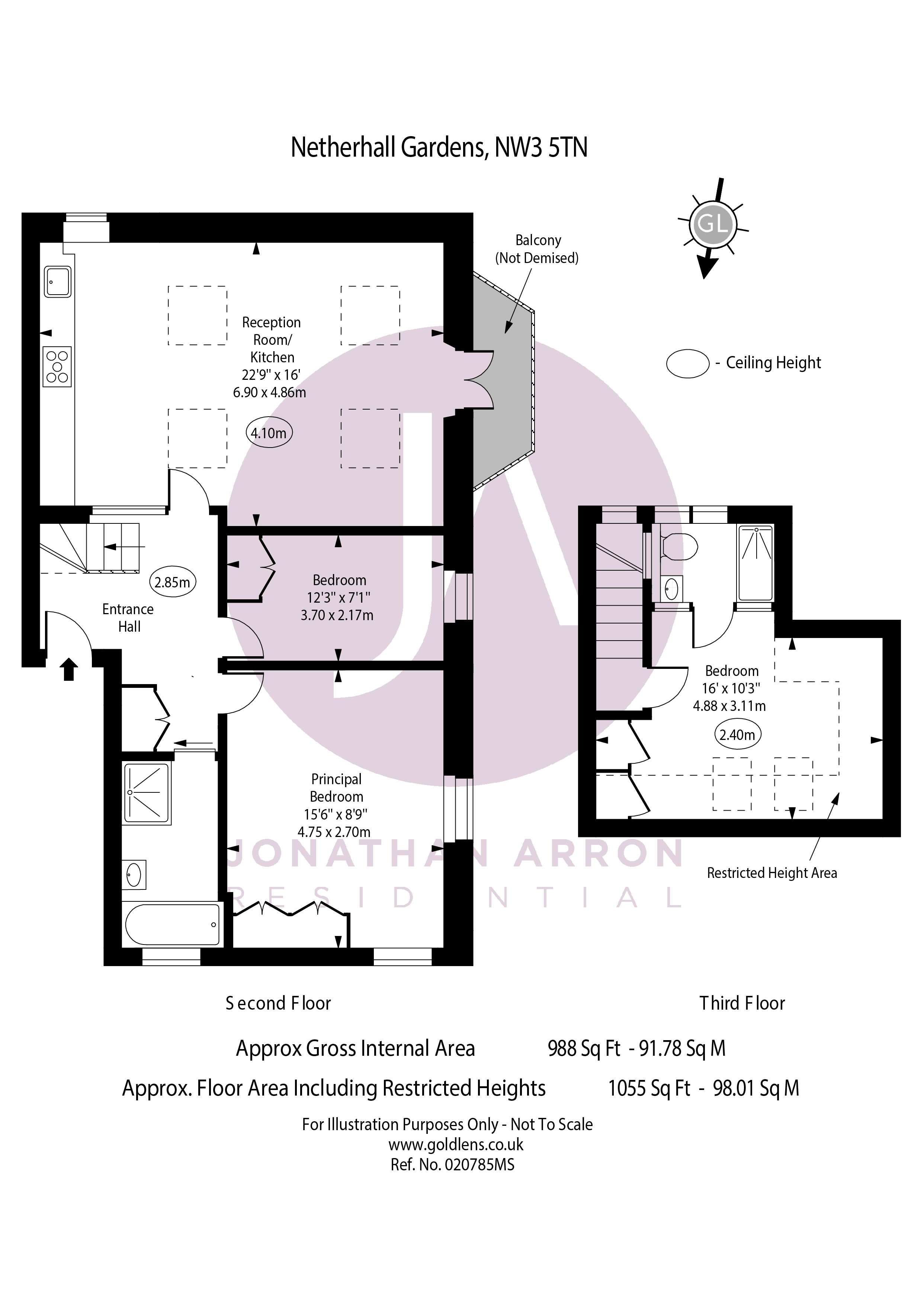 Netherhall Gardens, Hampstead, London NW3, 3 bedroom flat to rent ...