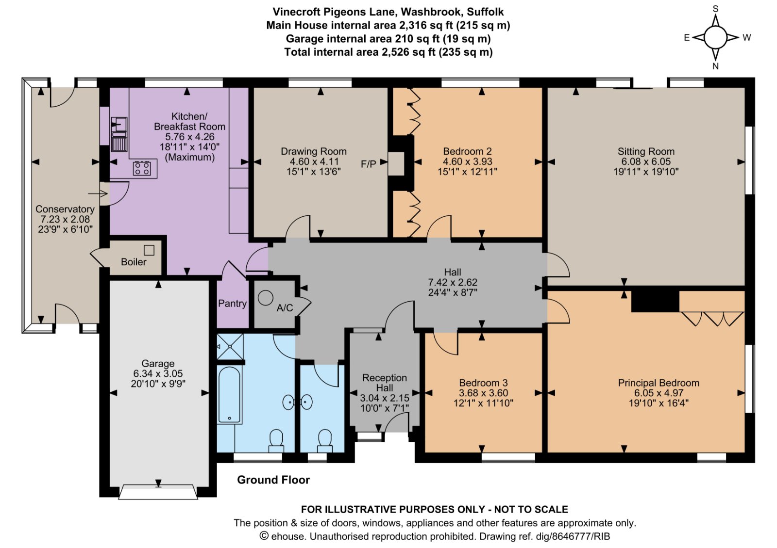 Pigeons Lane, Washbrook, Ipswich, Suffolk IP8, 3 bedroom bungalow for ...