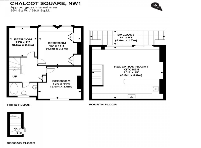 Chalcot Square, Primrose Hill, London NW1, 3 bedroom maisonette to rent ...