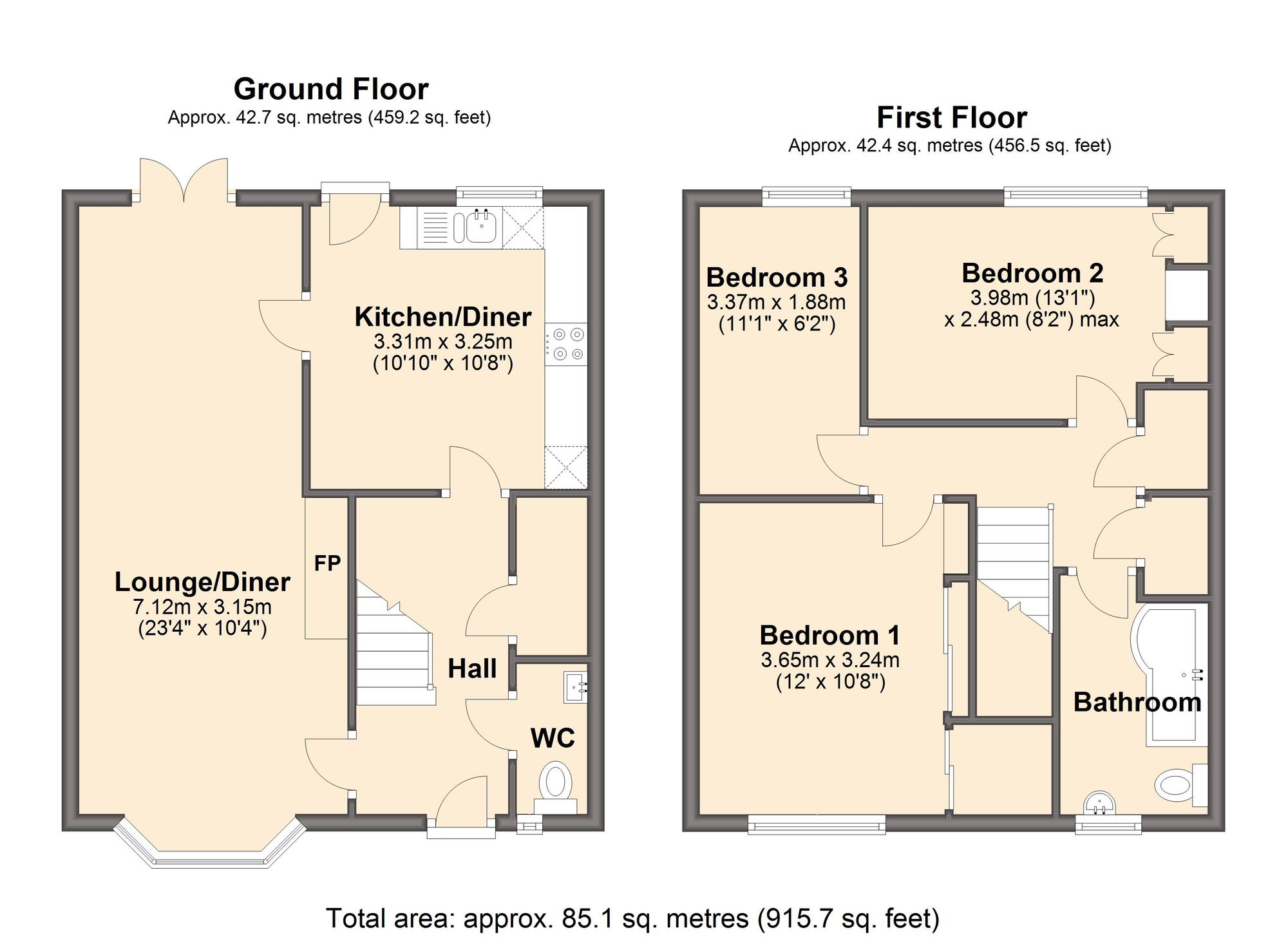 Kingsclere Walk, Chesterfield S40, 3 bedroom terraced house for sale ...