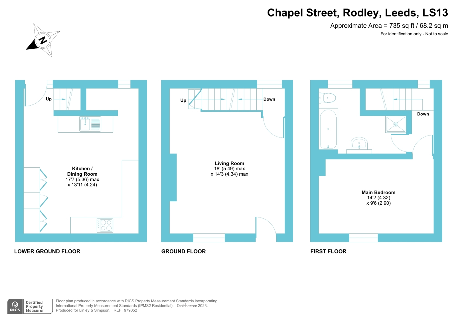 Chapel Street, Rodley, West Yorkshire LS13, 1 bedroom terraced house ...