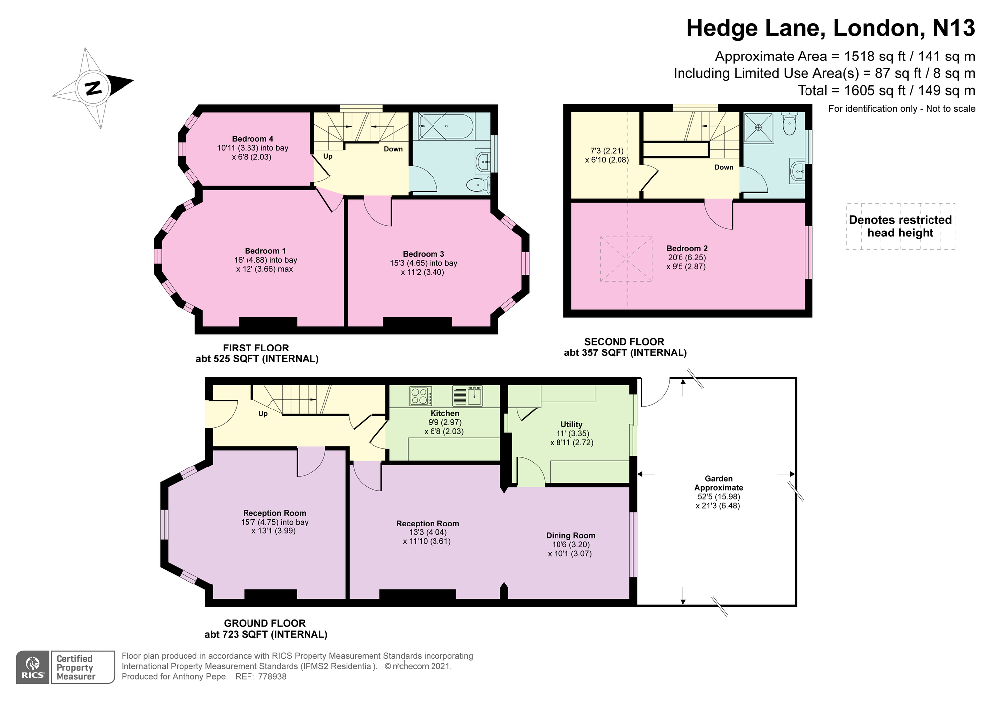 Hedge Lane Palmers Green London N13 4 Bedroom Terraced House For