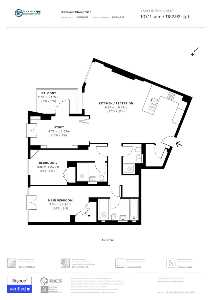 Free property report Apartment A49, 101-103, Cleveland Street, London ...