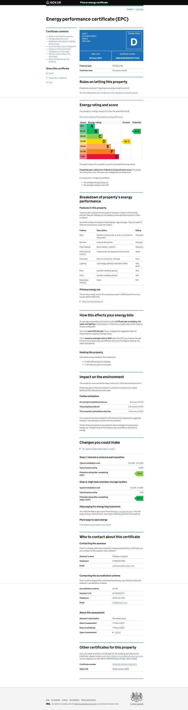 Flat 7, 22 Fore Street, Hayle, Cornwall TR27, 2 bedroom flat for sale ...