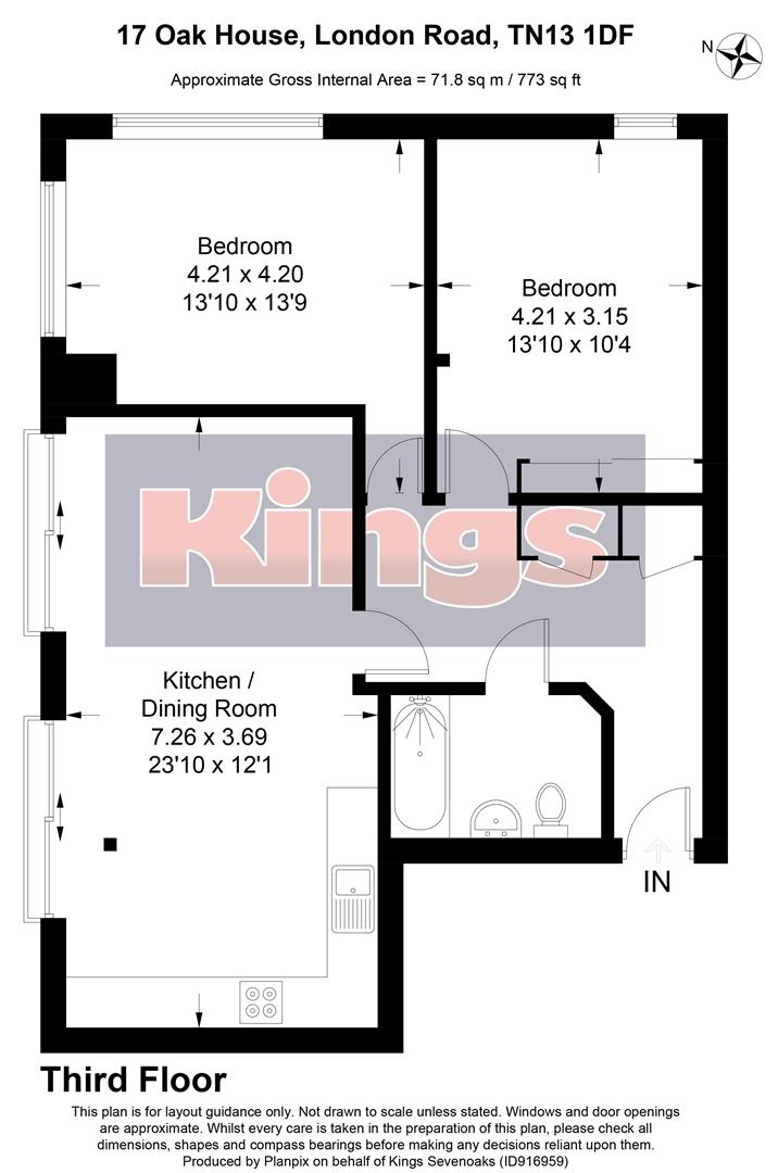 Oak House, London Road, Sevenoaks TN13, 2 bedroom flat for sale - 63363629 | PrimeLocation
