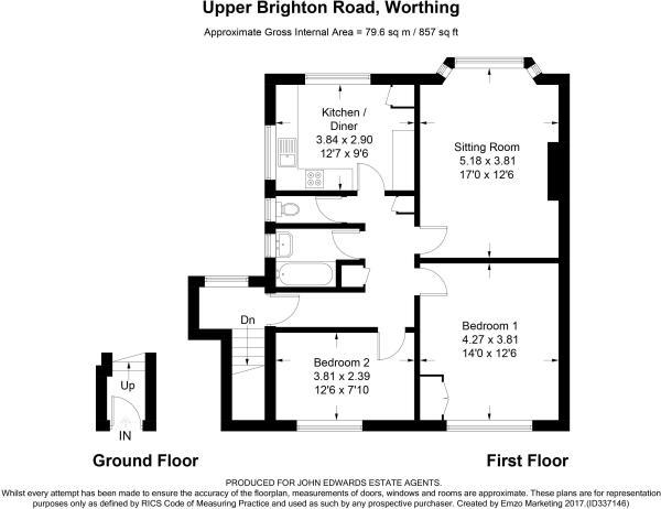 Upper Brighton Road, Broadwater, Worthing BN14, 2 bedroom flat for sale ...