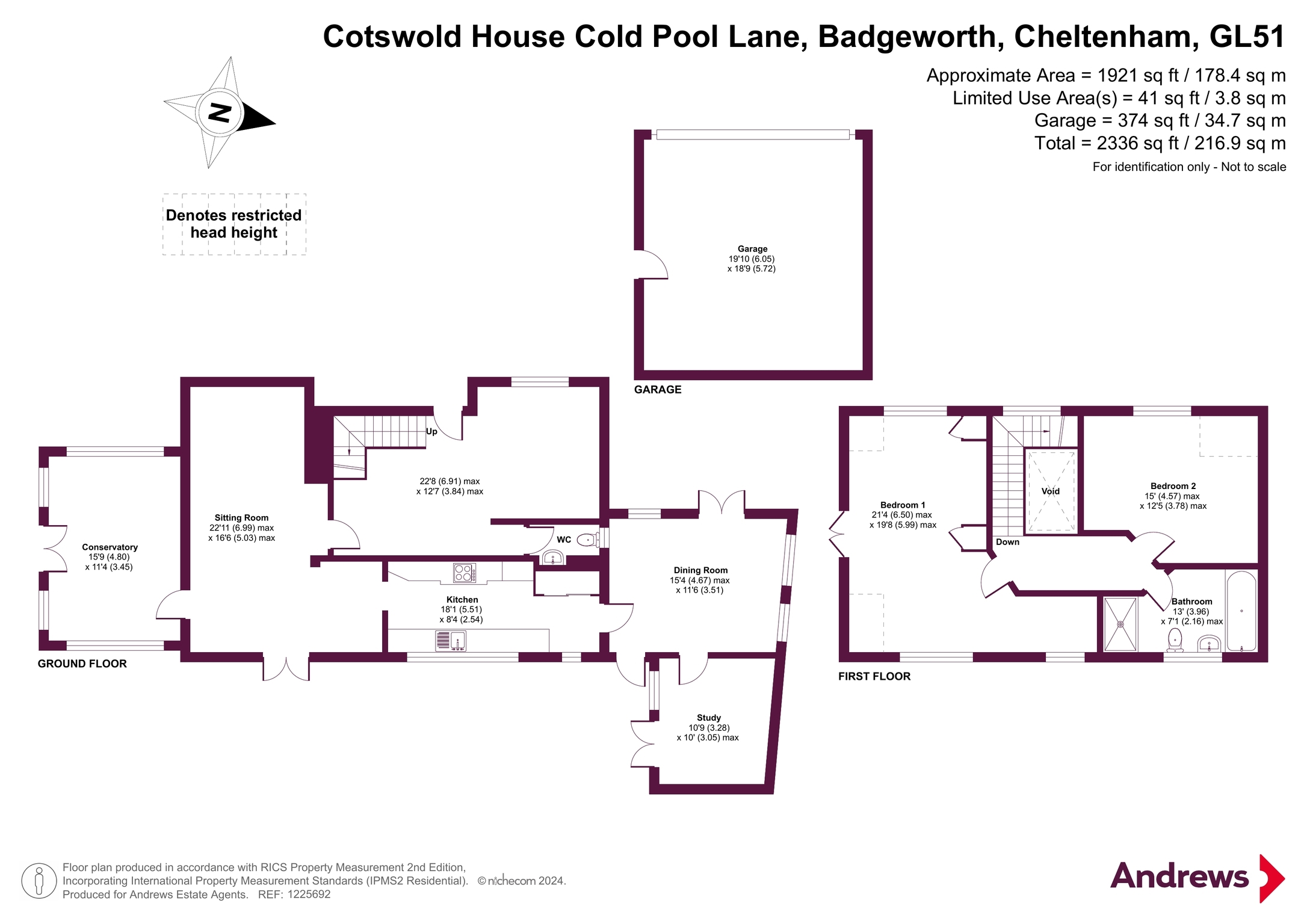 Cold Pool Lane, Badgeworth, Cheltenham, Gloucestershire GL51, 2 bedroom ...